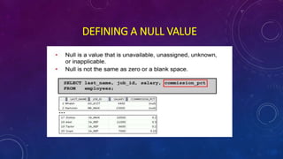 Using basic select statement in oracle database | PPT