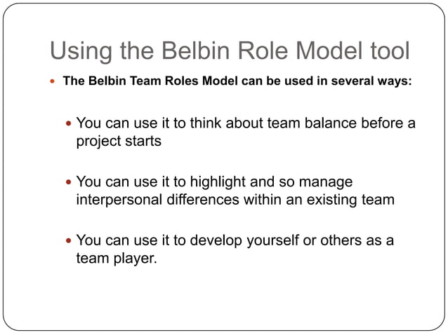 Using Belbin’s Team Role Model | PPTX | Resume Writing and Advice | Job ...