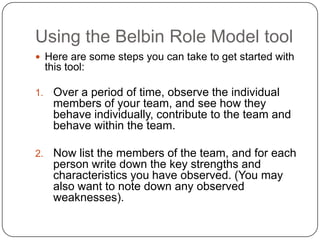 Using Belbin’s Team Role Model | PPTX
