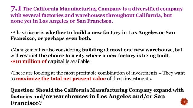 Using binary integer linear programming to deal with yes no decisions. | PPT