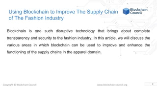 Using blockchain to improve the supply chains of the fashion industry | PPT