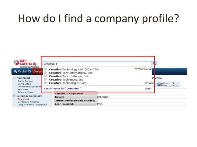 How to use S&P Capital IQ for company research | PPTX