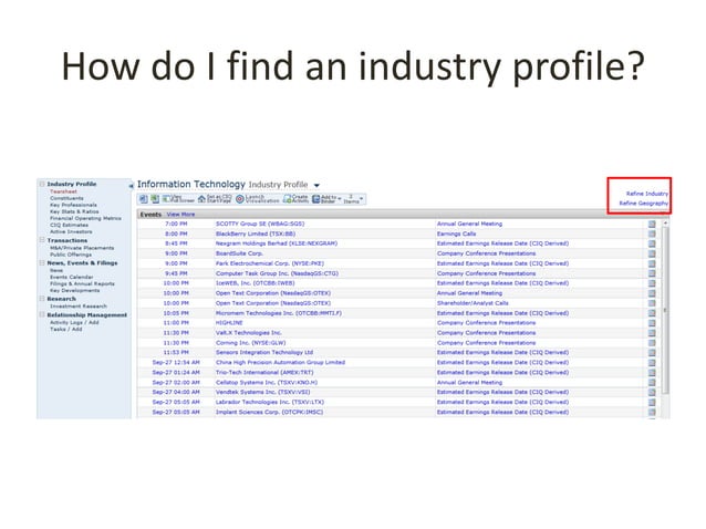 Using S&P Capital IQ for industry research | PPTX