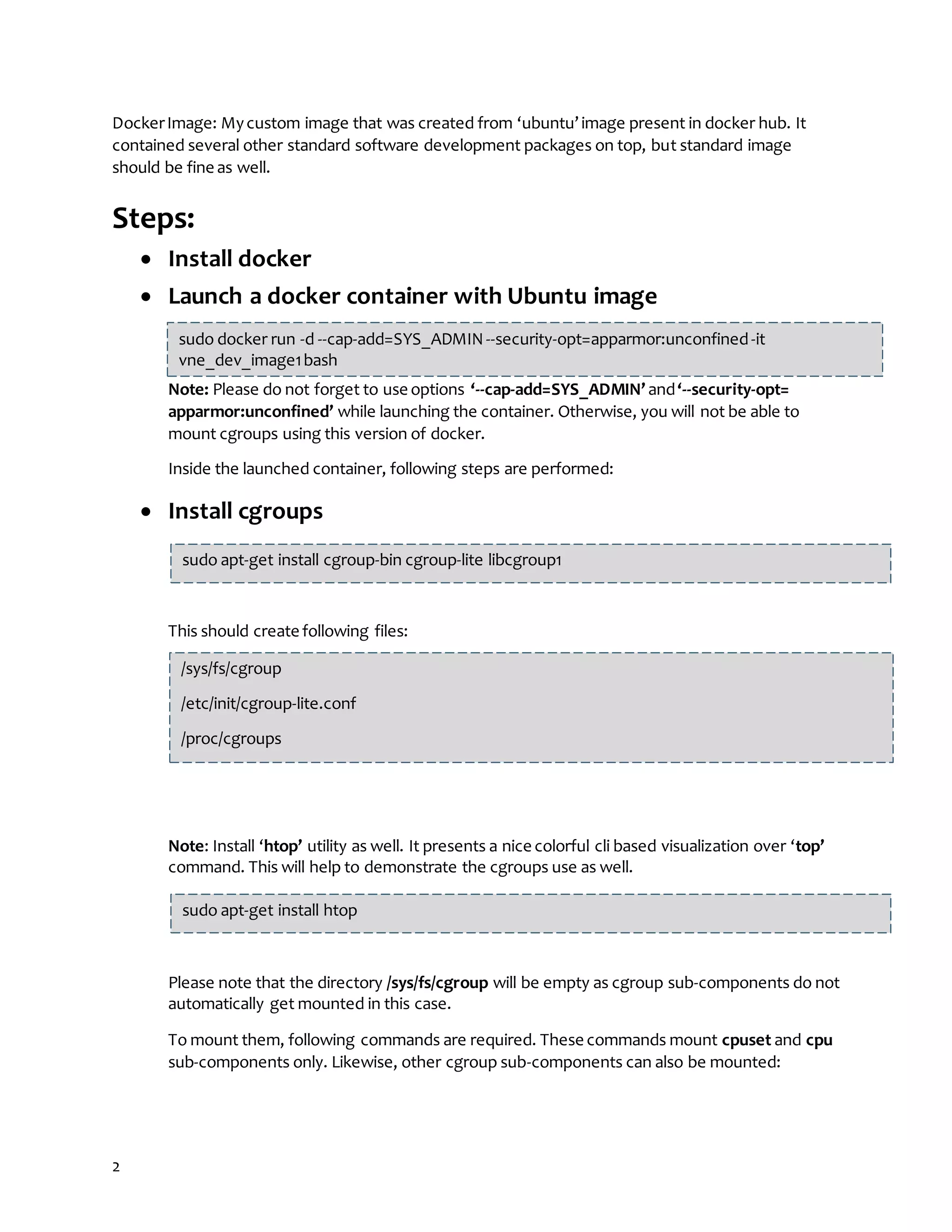 Using Cgroups In Docker Container Pdf