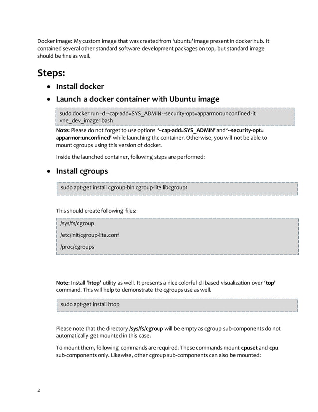 Using cgroups in docker container | PDF