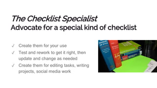 Using Checklists to Increase Consistency and Productivity in Communication Tasks | PDF