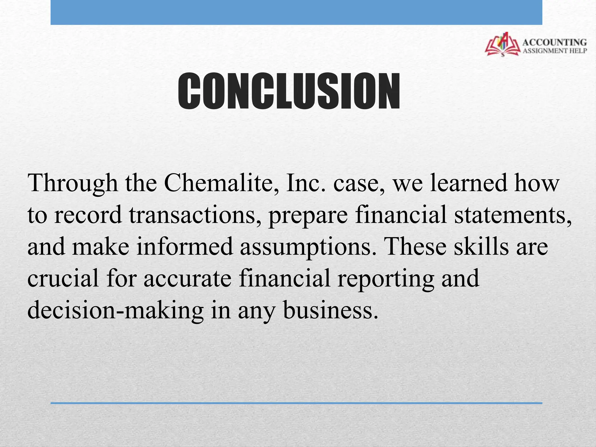 Using Chemalite, Inc. to Learn Financial Accounting Principles. | PPTX