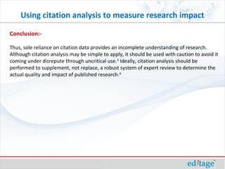 Using Citation Analysis to Measure Research Impact | PPT