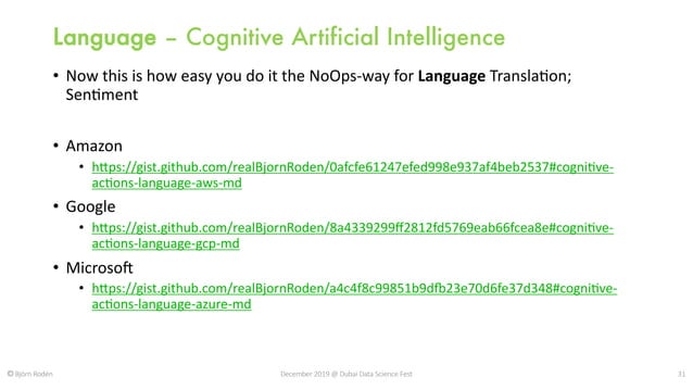 Using Cloud Hyperscale Vendors Cognitive Artificial Intelligence NoOps MLaaS | PPT
