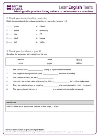 USING COLOURS TO DO HOMEWORK | PDF