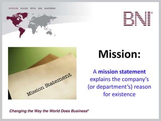 Using BNI connect to develop goals and mission | PPTX