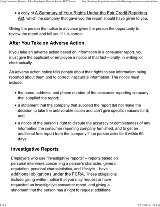 Using consumer reports: What employers need to know | PDF | Consumer ...