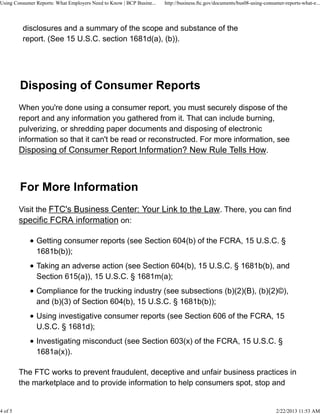 Using consumer reports: What employers need to know | PDF | Consumer ...