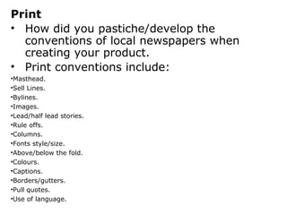 Using conventions from real media text. | PPT