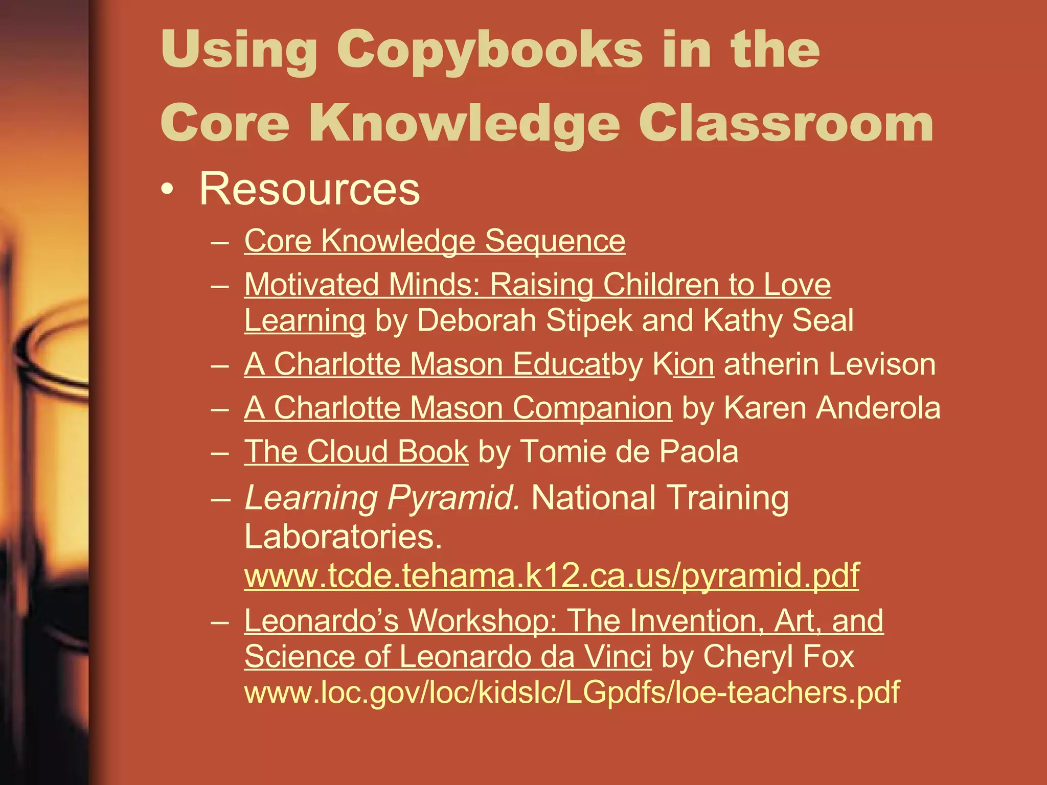Using Copybooks In The Core Knowledge Classroom | PPT