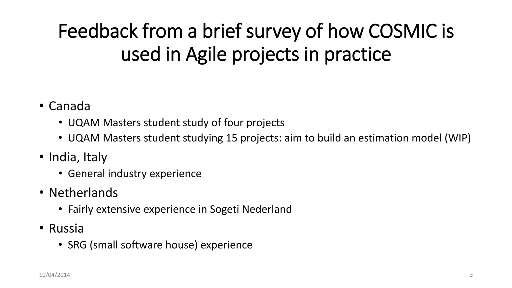 Using cosmic in agile projects | PPTX | Computer Software and Applications | Computing