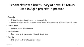 Using cosmic in agile projects | PPTX | Computer Software and Applications | Computing