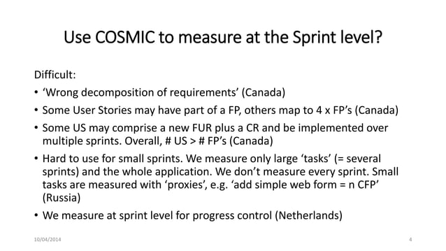 Using cosmic in agile projects | PPTX | Computer Software and Applications | Computing