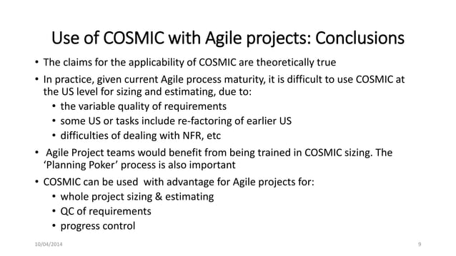 Using cosmic in agile projects | PPTX | Computer Software and Applications | Computing