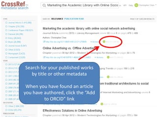 Using CrossRef to add works to your ORCID iD | PPTX