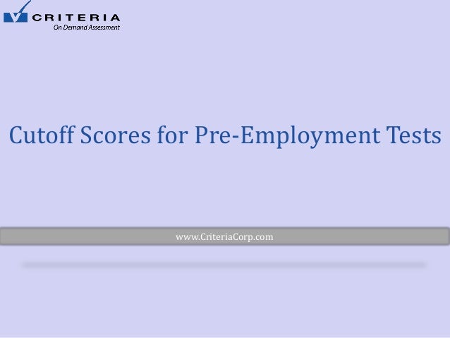 Filtering Job Applicants Using Cutoff Scores Within Pre Employment T