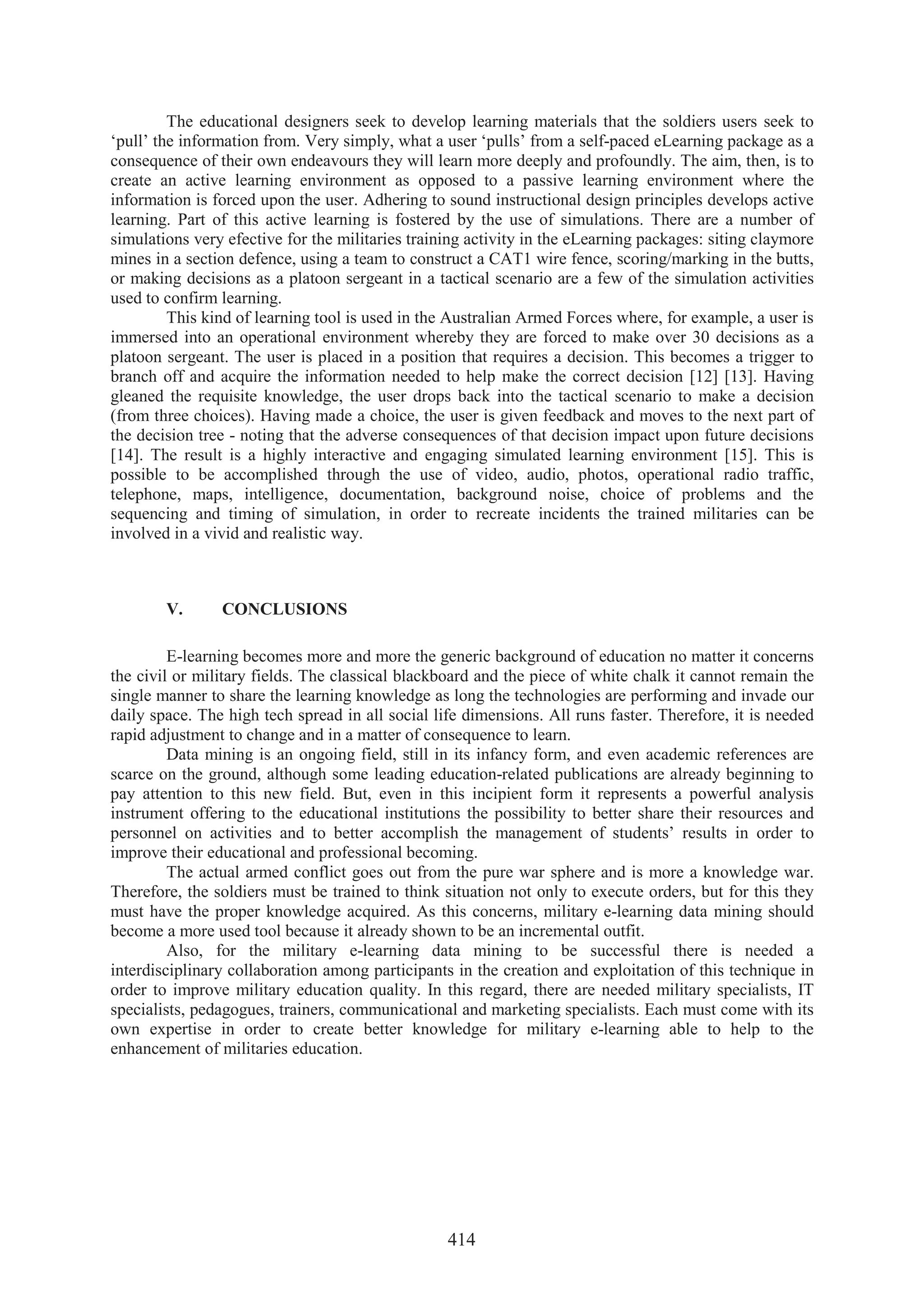 Using data mining in e learning-a generic framework for military education | PDF