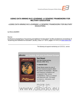 Using data mining in e learning-a generic framework for military education | PDF