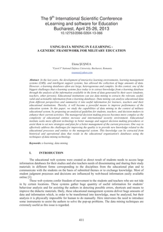 Using data mining in e learning-a generic framework for military education | PDF