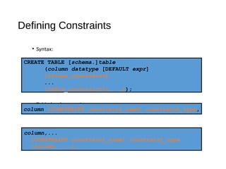Using ddl statements to create and manage tables | PPT