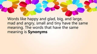 Using describing words with same meanings | PPT