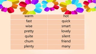 Using describing words with same meanings | PPT