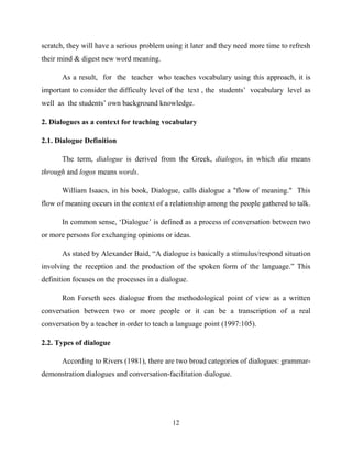 Using dialogues to teach vocabulary for the second-year non-English ...