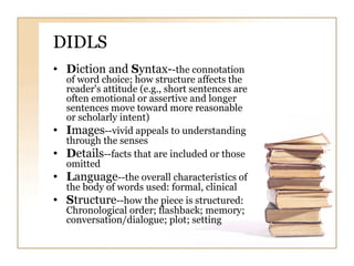 Using didls to_analyze_tone_in_fiction | PPT | Books and Literature