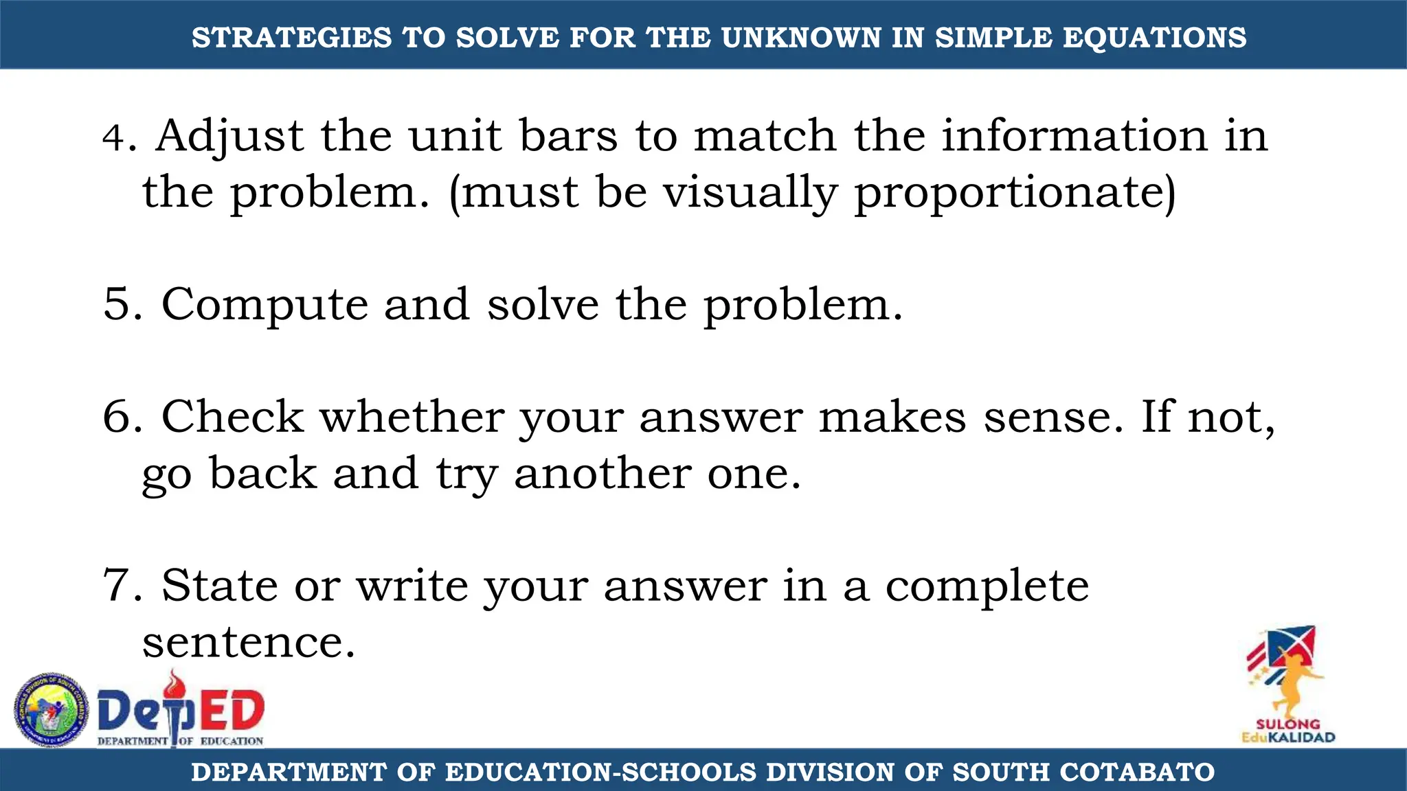 Using Different Strategies to Solve for the Unknown in Simple Equations ...