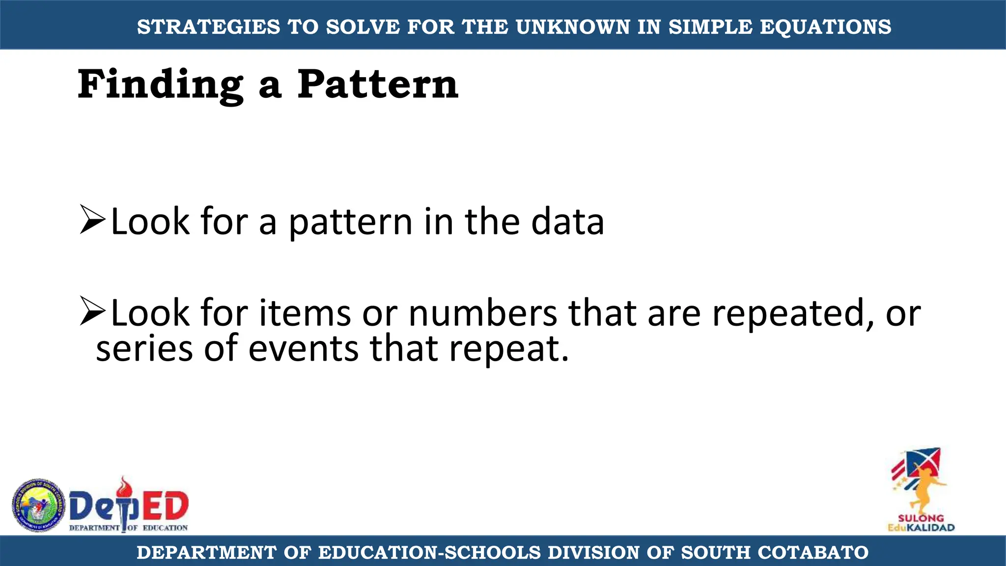 Using Different Strategies to Solve for the Unknown in Simple Equations ...