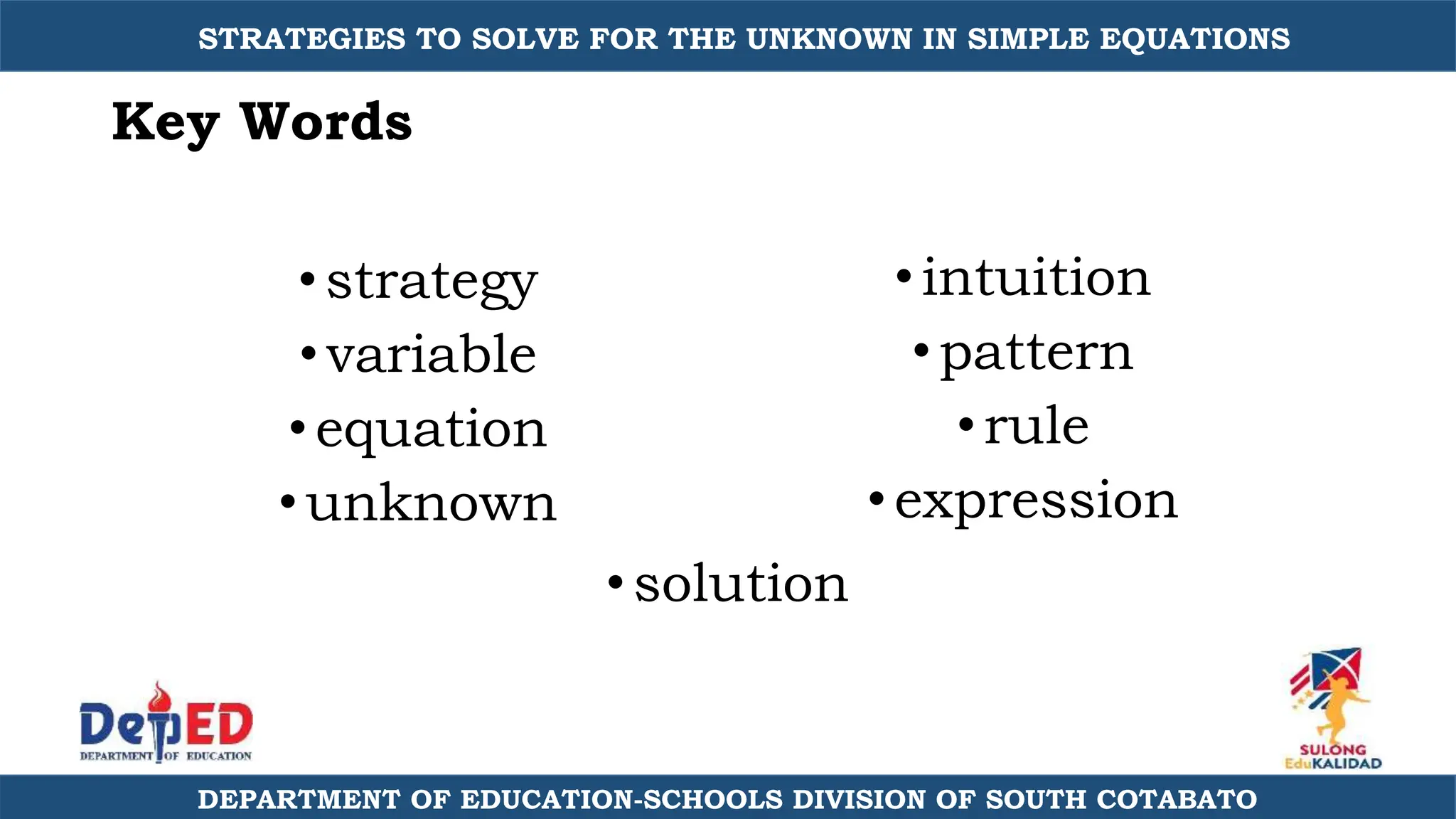 Using Different Strategies to Solve for the Unknown in Simple Equations ...