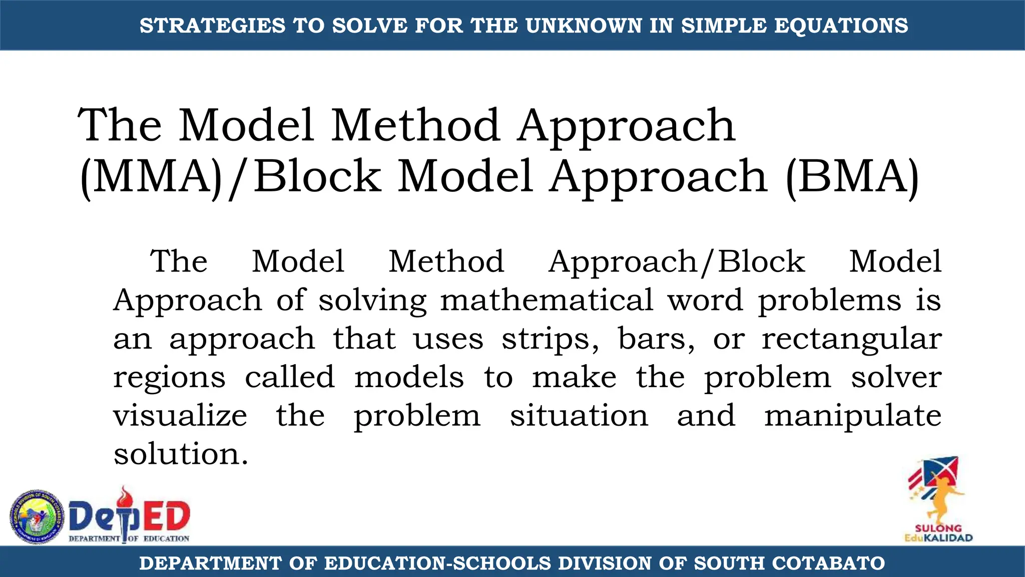 Using Different Strategies to Solve for the Unknown in Simple Equations ...