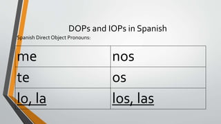 Using Direct & Indirect Object Pronouns in Spanish | PPTX