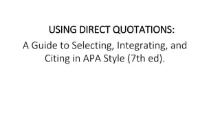 Using direct quotations | PDF