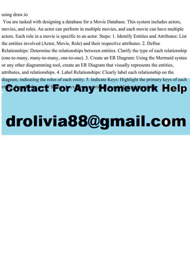 using draw.io You are tasked with designing a database for a Movie.pdf
