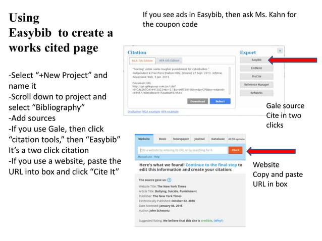 Using easybib to create a works cited page | PPT