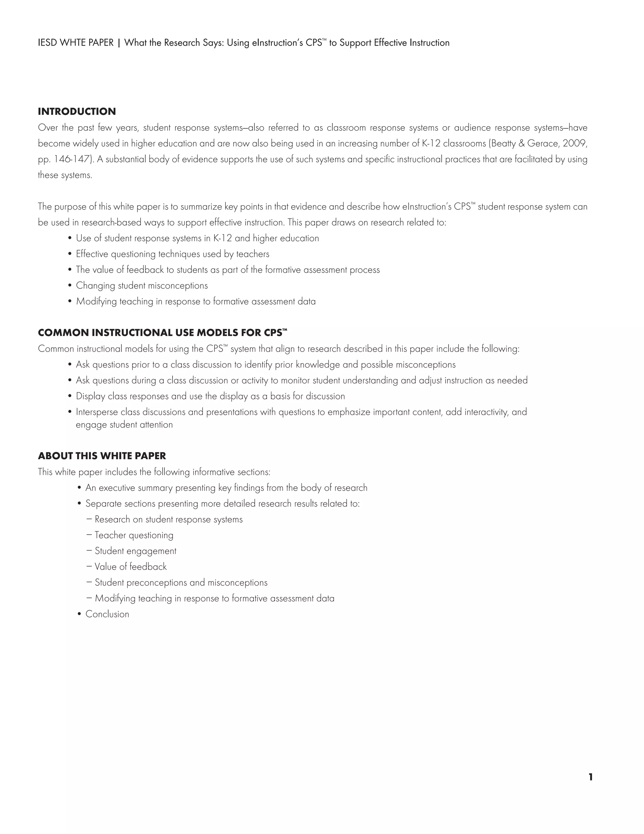 Using e instruction’s® cps™ to support effective instruction | PDF