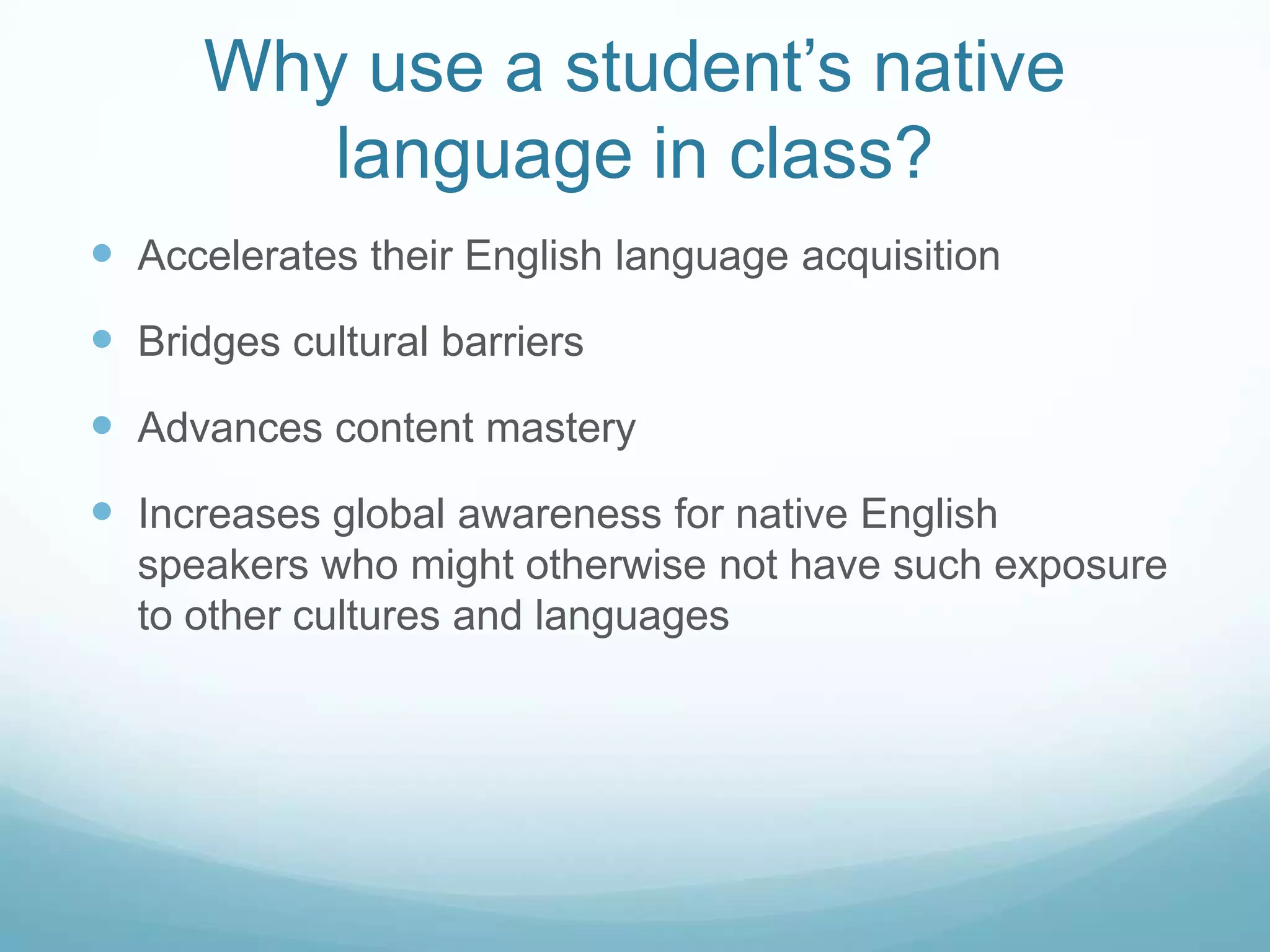 Using ELLS's native language | PPT