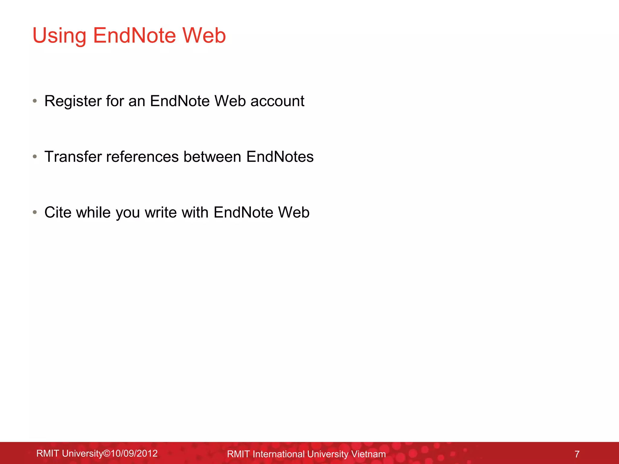 Using end note for citing and referencing staff | PPTX