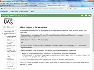 Using Endnote with UWS Referencing Guidelines - Margo Stewart (Subject ...