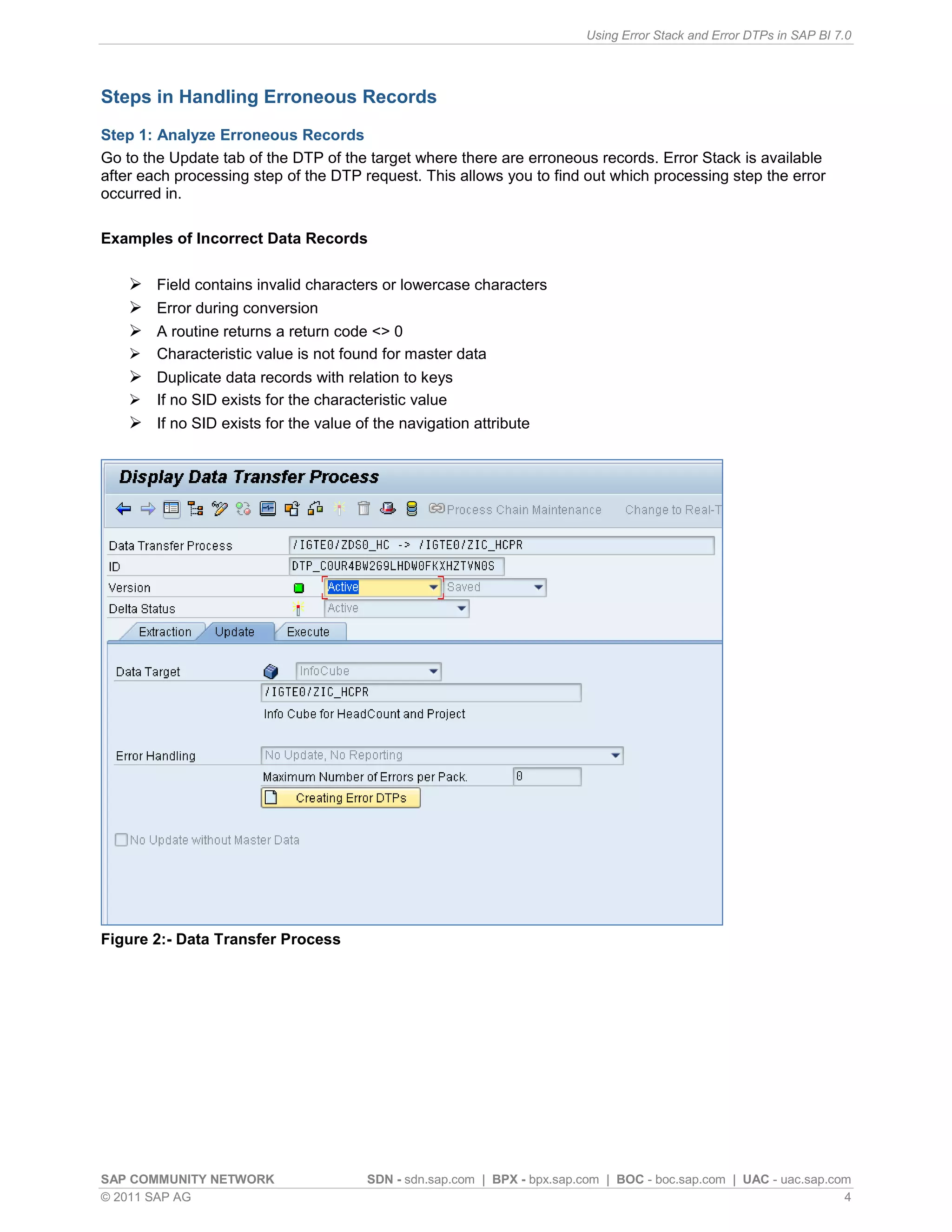 Using Error Stack And Error Dt Ps In Sap Bi 70 Pdf
