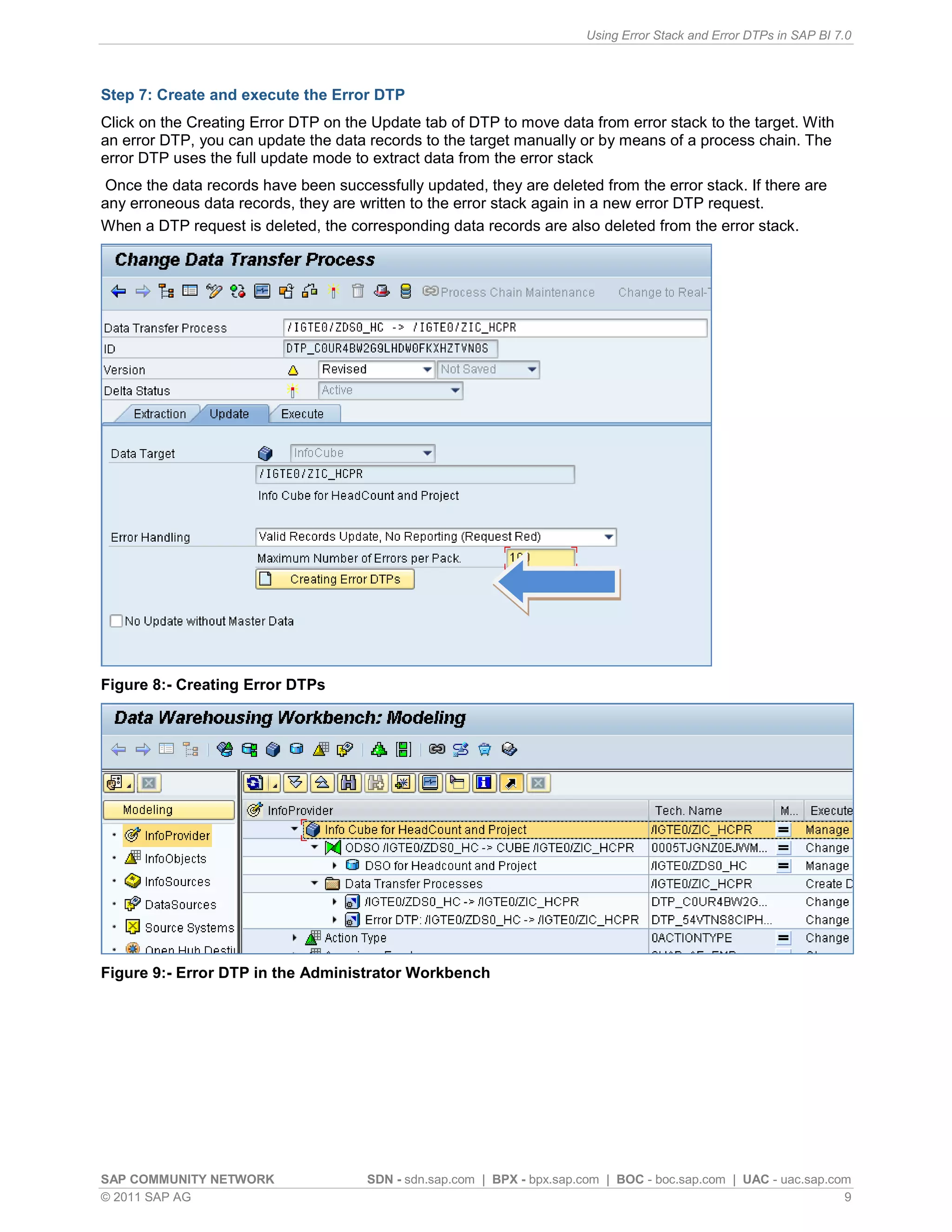 Using error stack and error dt ps in sap bi 7.0 | PDF