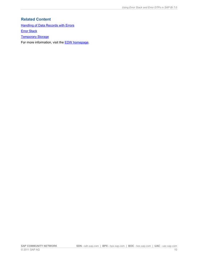 Using Error Stack And Error Dt Ps In Sap Bi 70 Pdf Databases Computer Software And