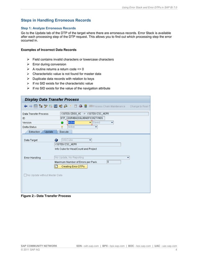 Using Error Stack And Error Dt Ps In Sap Bi 70 Pdf Databases Computer Software And