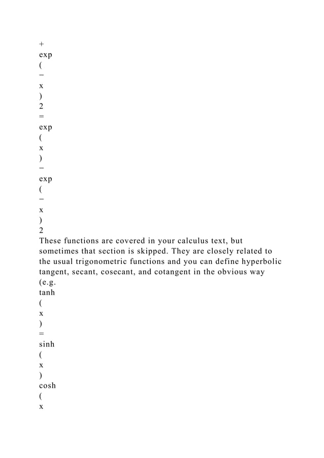 Using Eulers formula, exp(ix)=cos(x)+isin.docx